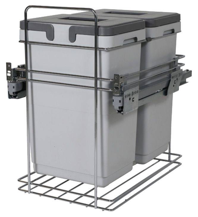 Kombi over extension - 400 mm, 2 bins, pull out waste bin